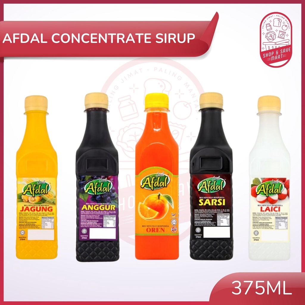 Afdal Concentrate Sirup Juice - 375ml (Flavor: Oren / Anggur / Laici ...