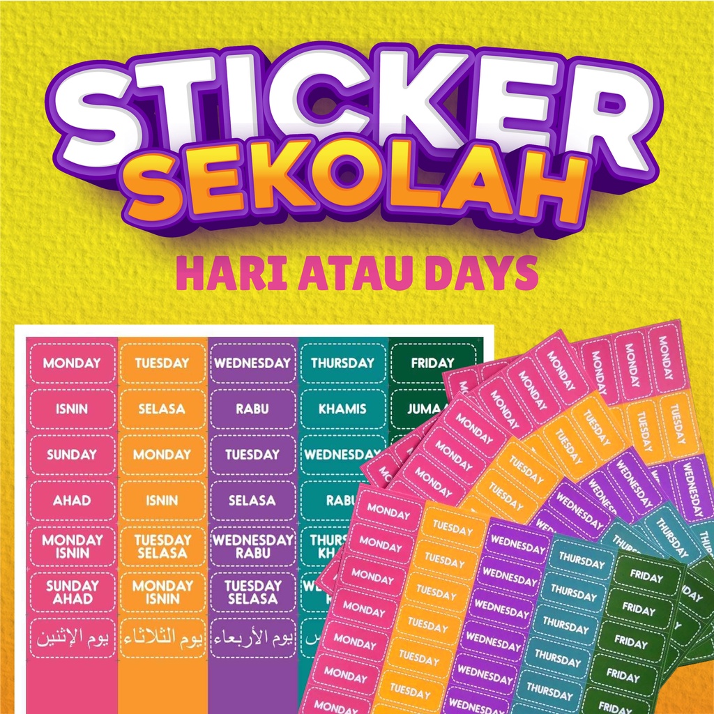 [2025] Sticker Hari Days Rumi atau Jawi dalam seminggu untuk tampal di ...