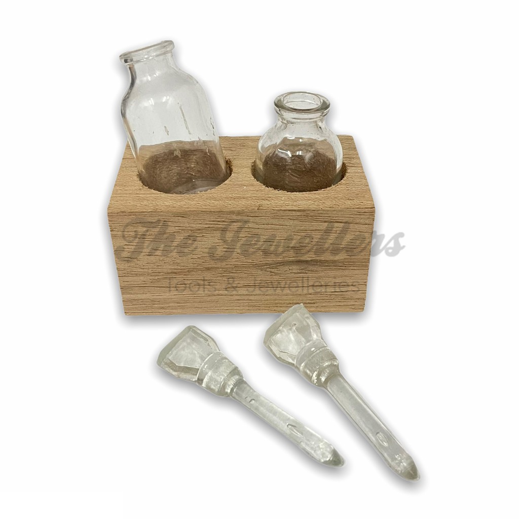 💥READY STOCK💥Round Acid Bottle Set with Wooden Holder / Botol Asid ...