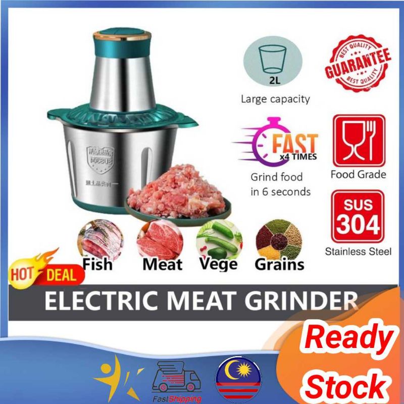 Blender Stainless Steel 304 Electronic Meat Grinder Speedy Chopper 2L ...