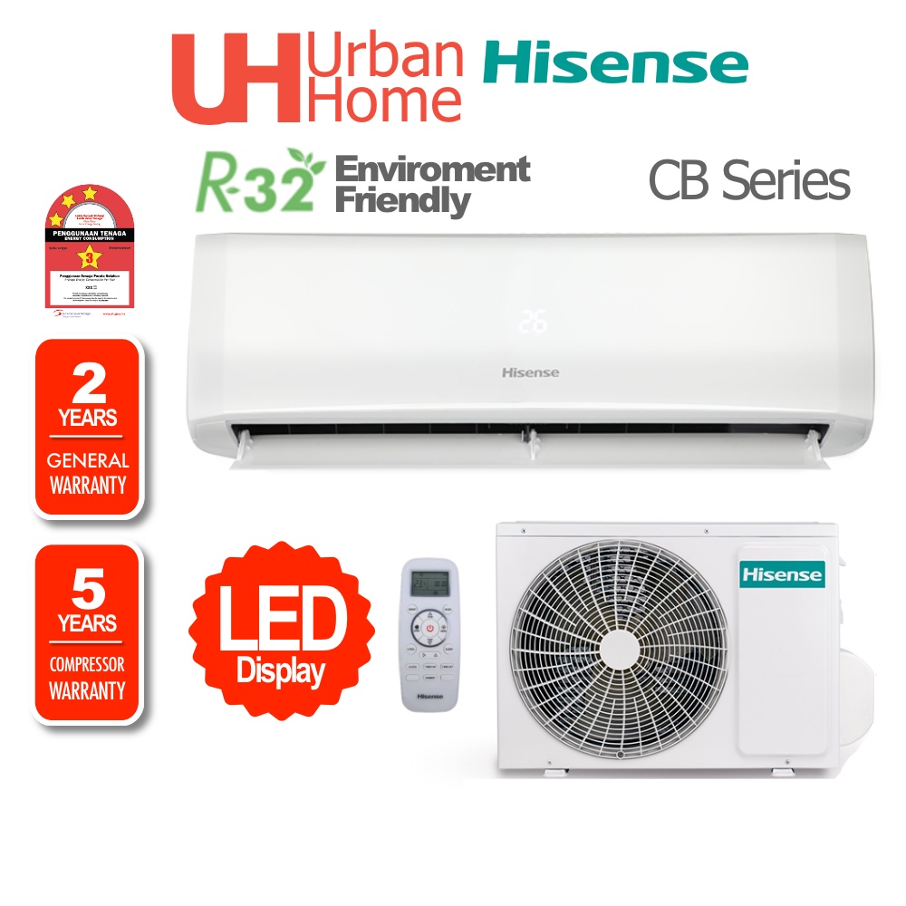 Hisense AirCond R32 CB Series Air Conditioner ( 1.0HP - 2.0HP ) AN09CBG ...
