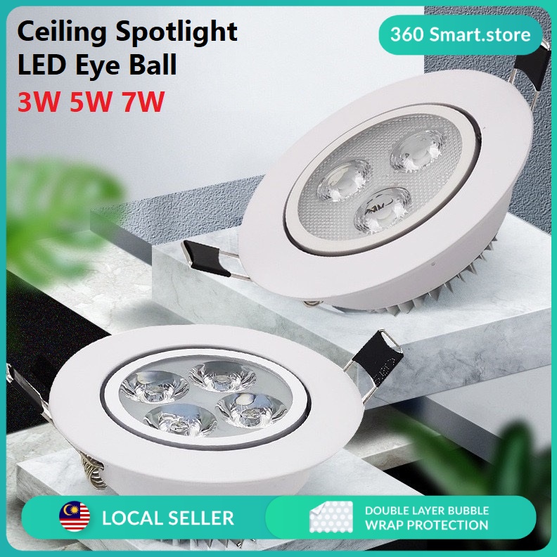 Ceiling Light Super Bright 3W / 5W / 7W LED Recessed Eyeball Spotlight ...