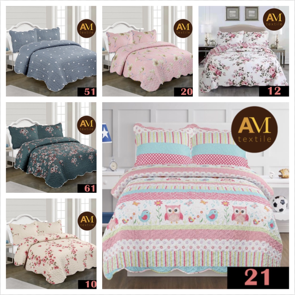 Patchwork Cadar 3 in 1 Bedsheet Queen Size Kualiti Flatsheet Cotton ...