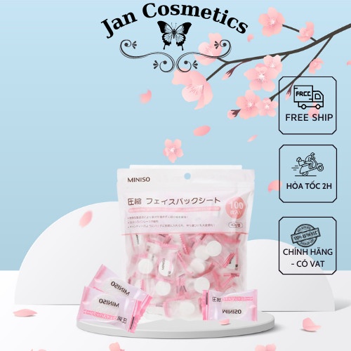 [COMBO] Convenient Japanese Miniso compressed paper mask, pack of 100 ...