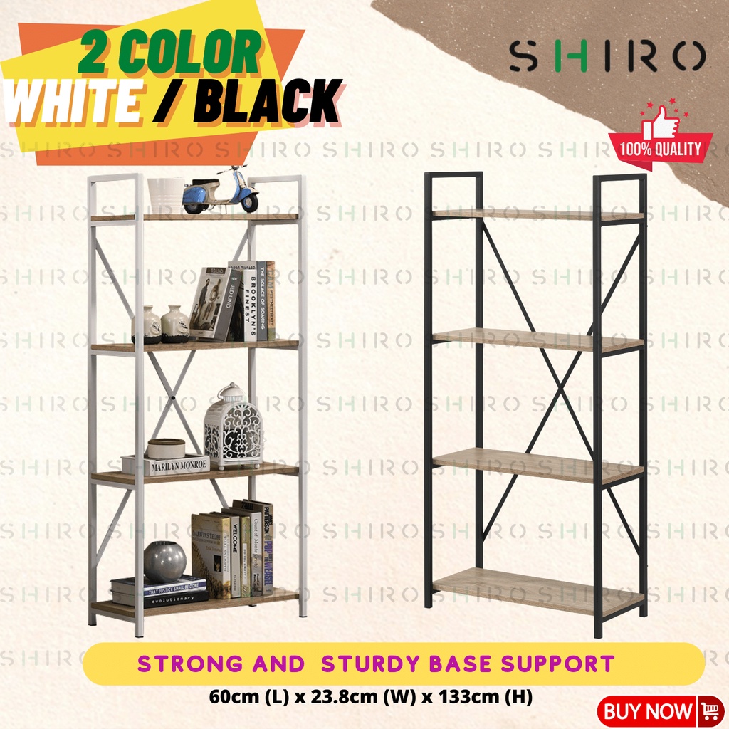SHIRO Display Rak Rak Shelf Rak Buku Multipurpose Kitchen Rack 4 Tier ...