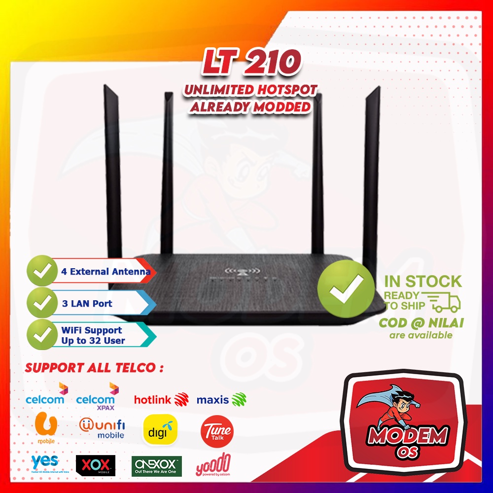 Modified Unlimited Hotspot 4G LTE Modem Wireless Router Lt210 300Mbps ...