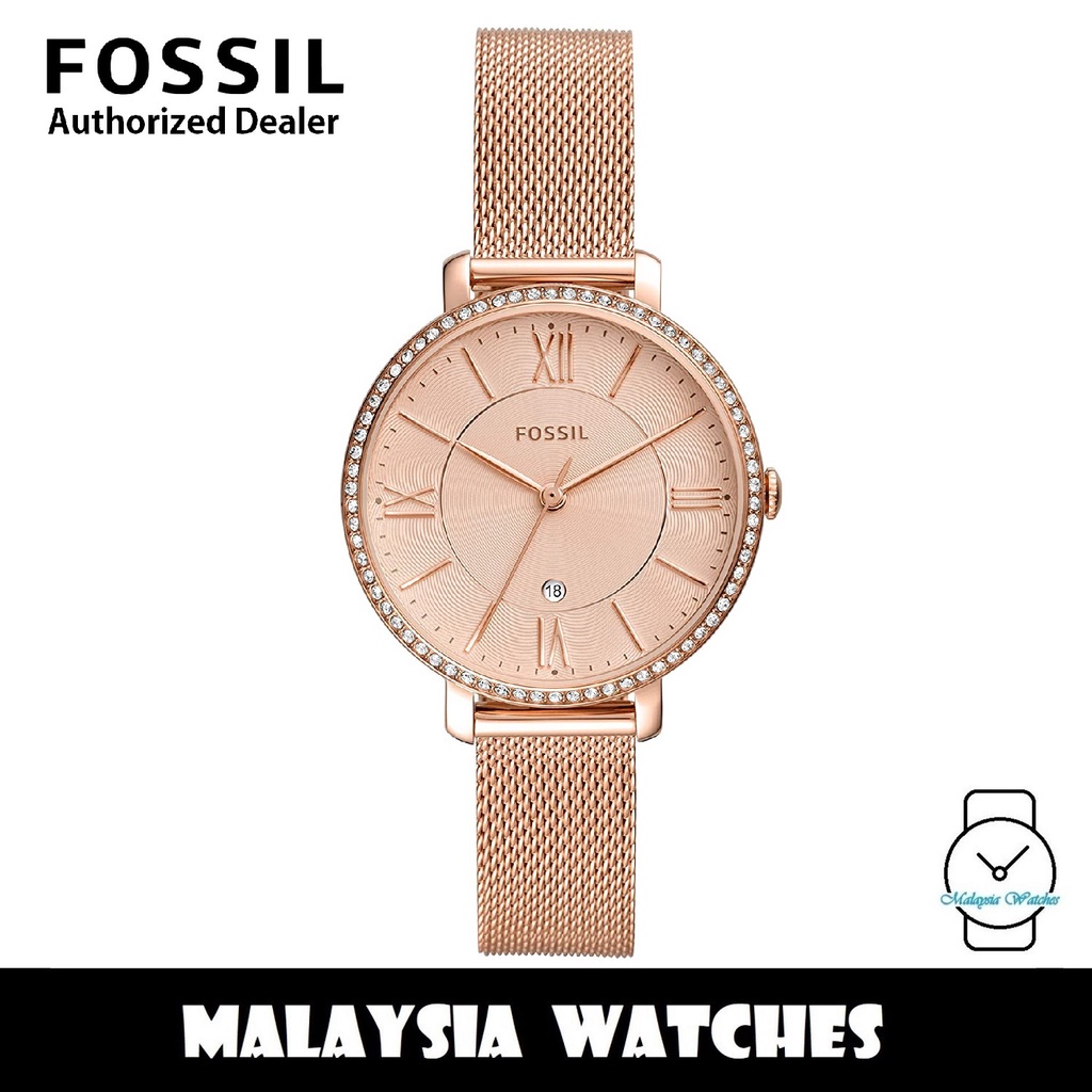 (OFFICIAL WARRANTY) Fossil ES4628 Jacqueline Three-Hand Date Rose Gold ...