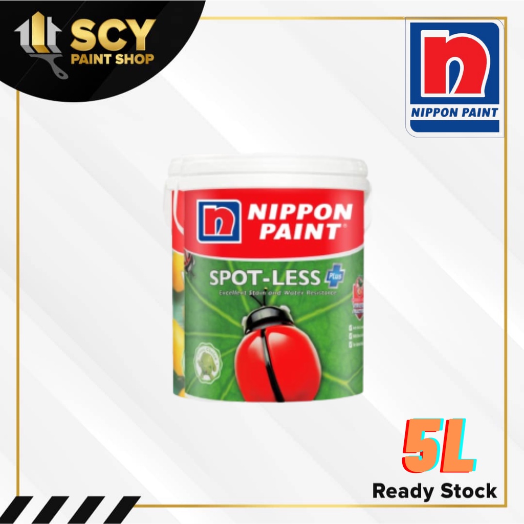 NIPPON PAINT Spot Less + Anti Bacteria Emulsion 5L Interior Wall Paint ...