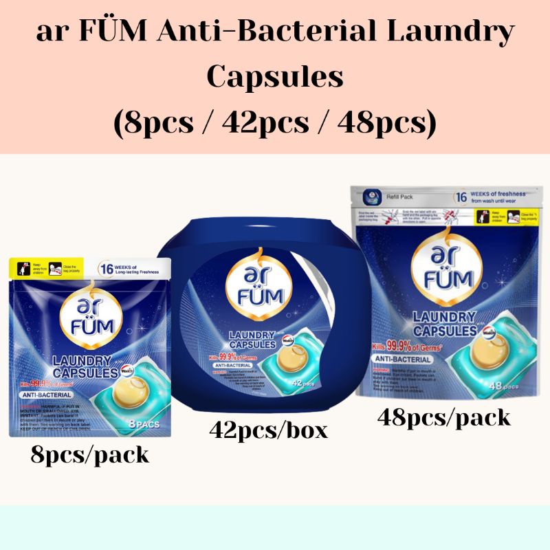 ar FUM Laundry Capsules Anti-Bacterial 12g 8pcs/42pcs/48pcs | Shopee ...