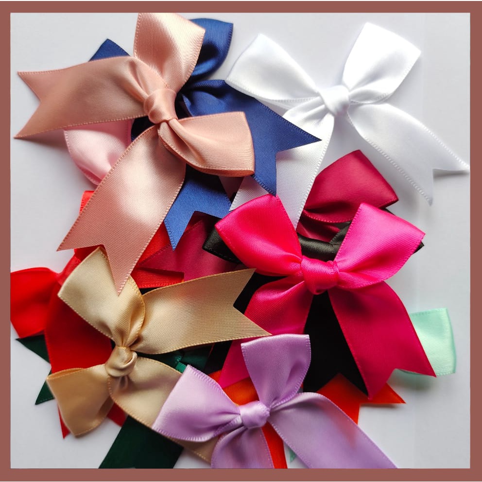 (30 pcs) 8.5cm x 8.5cm Large Size Satin Ribbon Bowknot Reben Siap READY ...