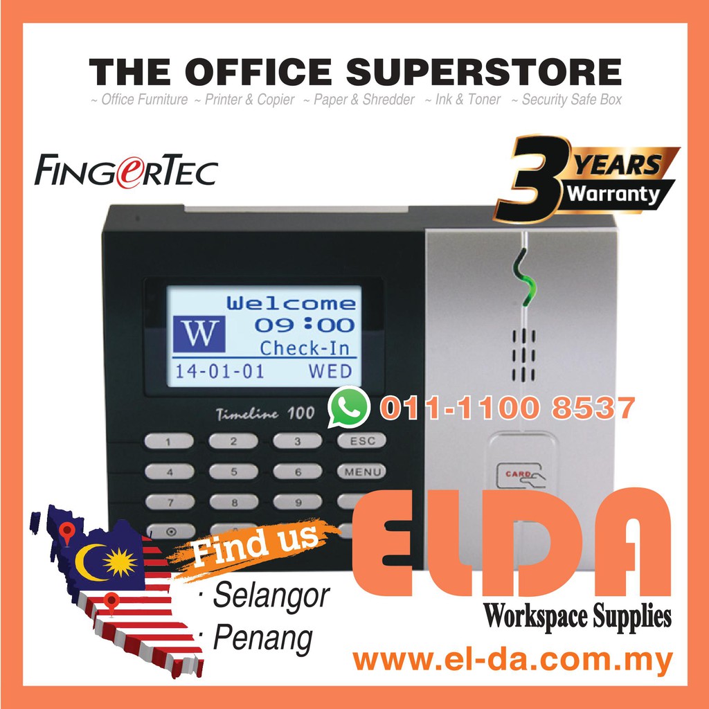 **Perakam Masa** FingerTec TimeLine100 (Fingerscan Time Attendance ...