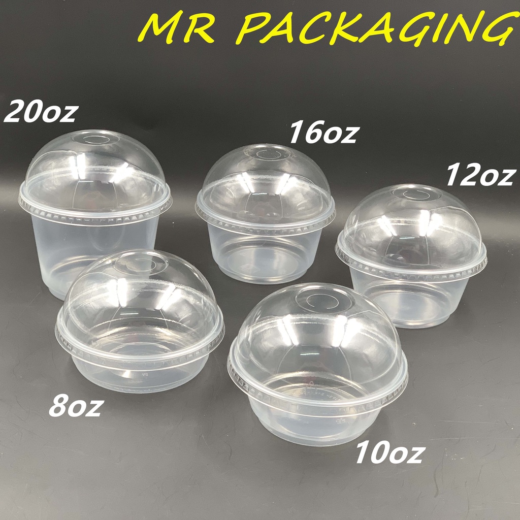 8 10 12 16 20 oz Round Disposable Plastic Food Container with Dome Lid ...