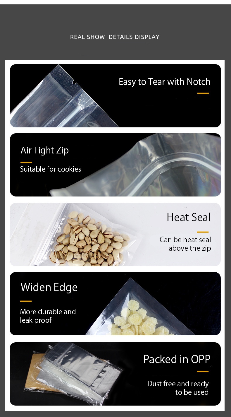 50pcs Zip Transparent Plastic Clear Bag (Sleep) Air Tight Zip for ...