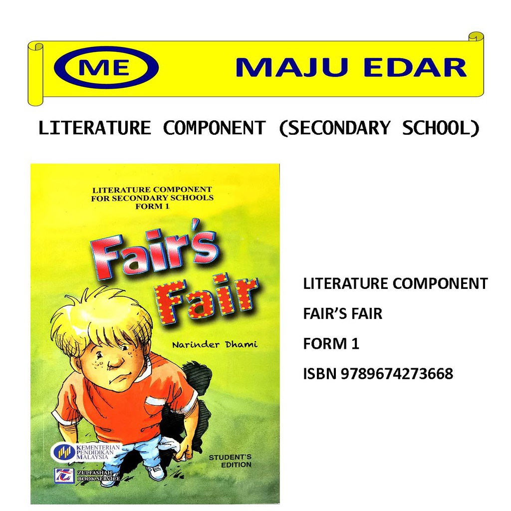 LITERATURE COMPONENT FAIR S FAIR FORM 1 TEXTBOOK FORM 1 BUKU TEKS