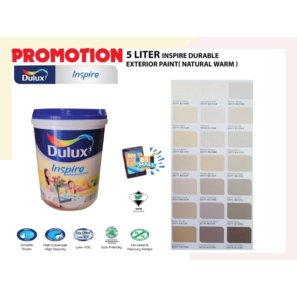 BS MALL 5 Litre ICI DULUX Inspire Interior Smooth Sheen Paints (Brown ...