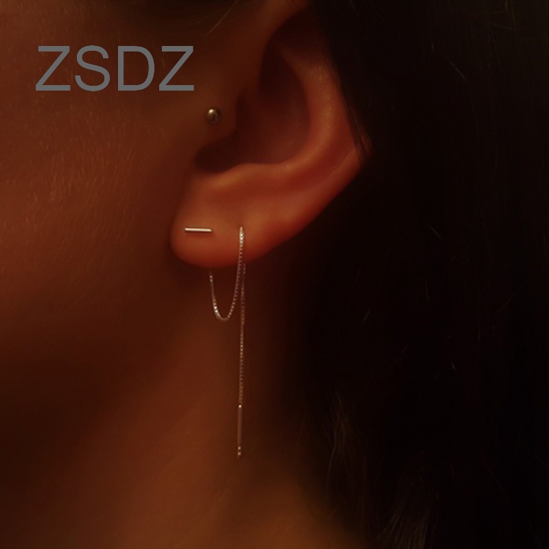 Threader Earrings Bar Chain Earrings Cartilage Chain Earrings Threader ...