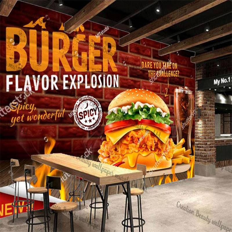 Custom Modern Burger Cola Photo Wallpaper Sticker Hamburger Fast Food ...
