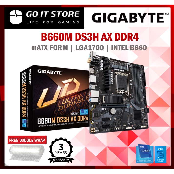 GIGABYTE B660M DS3H AX DDR4 INTEL LGA1700 mATX B660 MOTHERBOARD | Shopee Malaysia