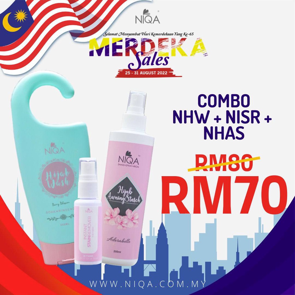 NIQA Triple Combo Hijab Wash + Instant Stain Remover + Awning Starch ...