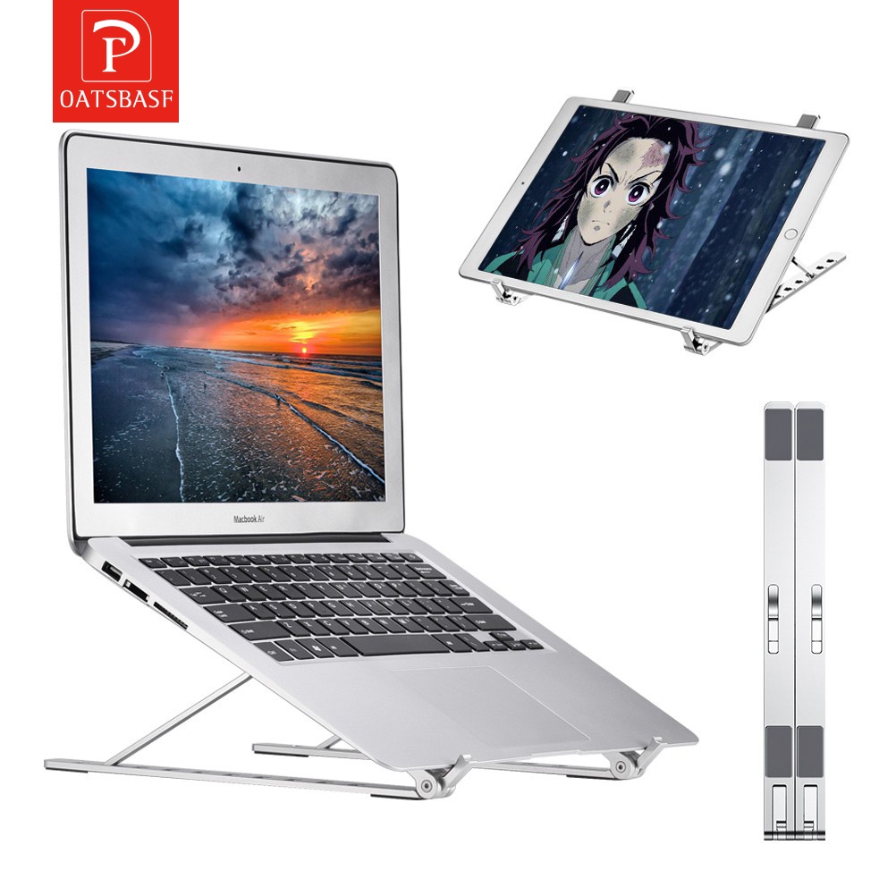OATSBASF Portable Laptop Stand Aluminium Adjustable 10 Gears Height ...