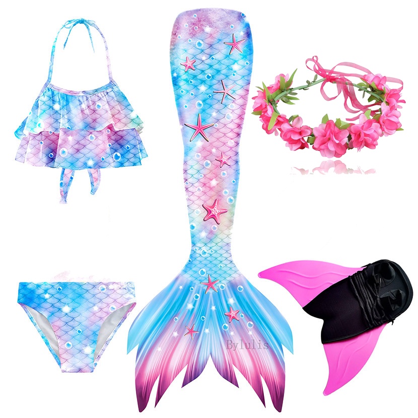 Halloween Girls Mermaid Tail Swimsuit Children the Little Mermaid ...