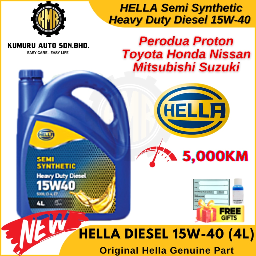 Hella Semi Synthetic Heavy Duty Diesel 15W40 Engine Oil 4L Isuzu D-max ...