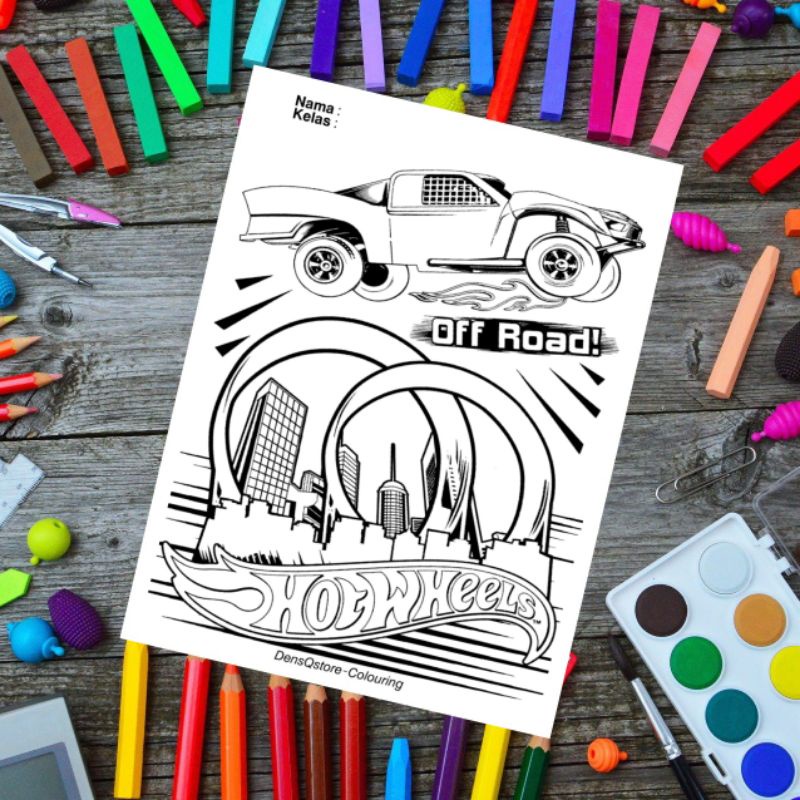 Hot Wheels Theme Coloring Paper / Drawing Paper (10 Picture Sheets ...