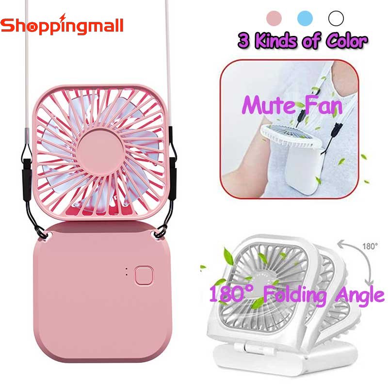 (With Cable+Lanyard) USB Fan portable hanging neck fan /Outdoor Sports ...