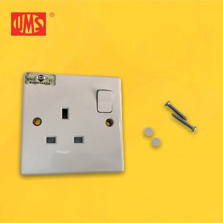 UMS 13A 1 Gang Switched Socket Outlet (1213A) + PVC Nut Box 3" x 3 ...