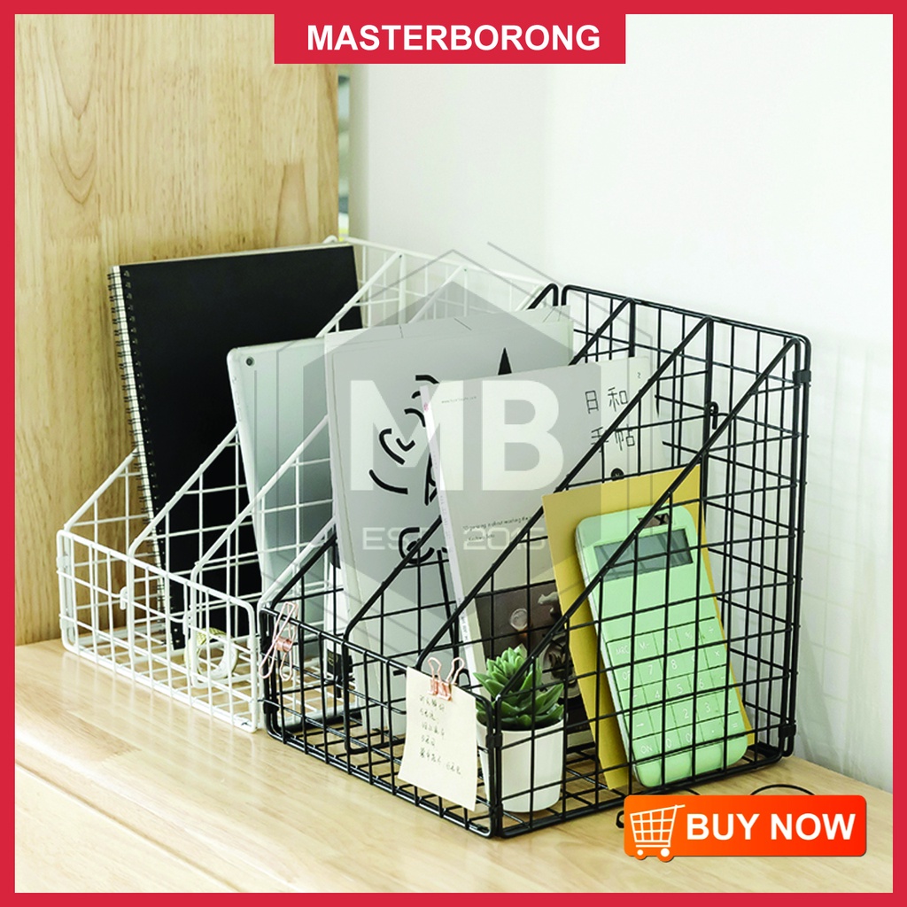 masterborong Metal Desk Organizer Wire Grid Magazine File Holder Book ...