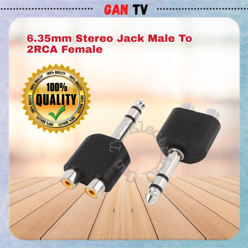 (1pc) Heavy Duty 6.35mm Stereo Jack Male Plug to Dual 2 RCA 2RCA Female ...