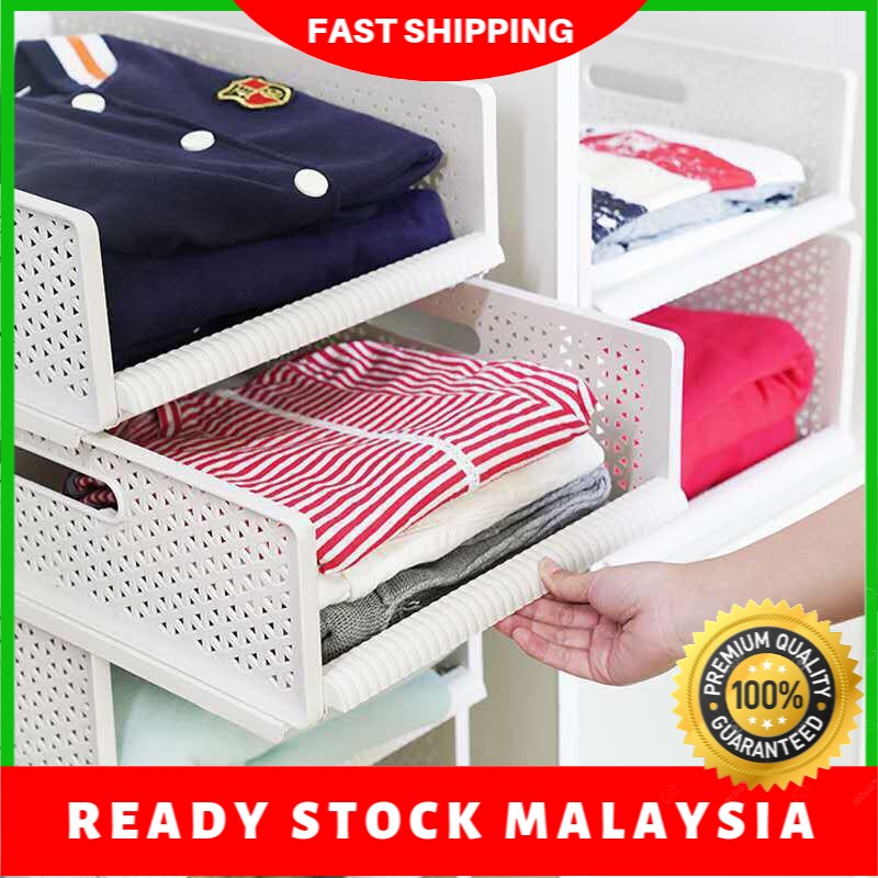 🔥[READY STOCK] 1 PCS Stackable Drawer Storage Rack Wardrobe Organizer ...