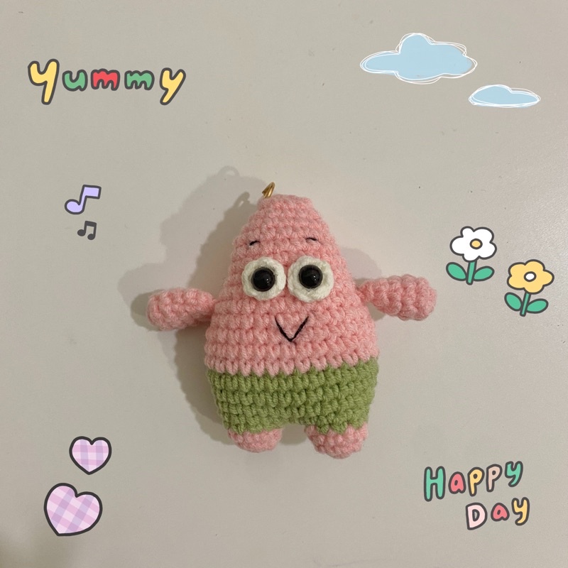 Handmade Crochet Patrick Star Keychain 编织派大星挂件 | Shopee Malaysia