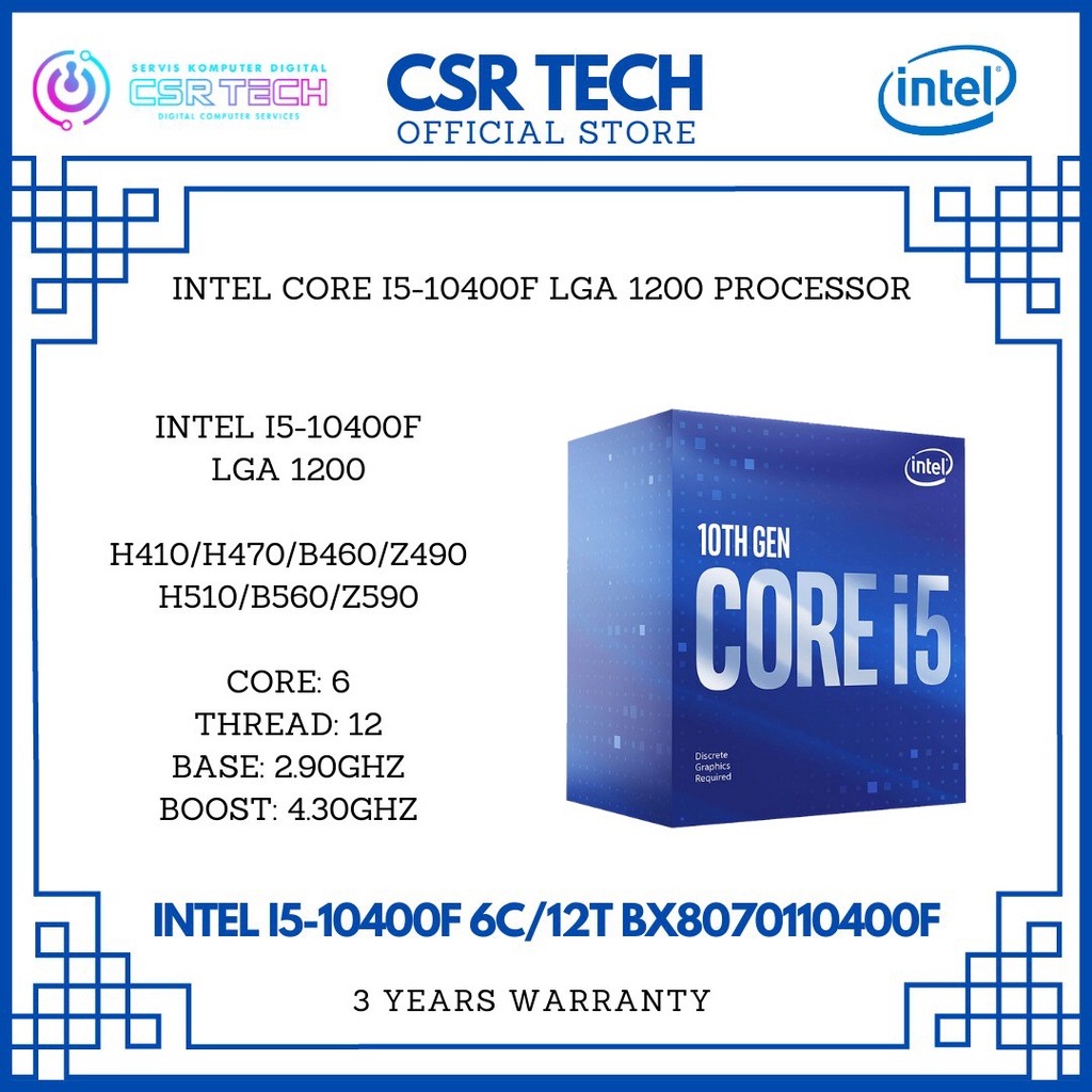 𝗜𝗡𝗧𝗘𝗟 I5-10400F | I5-10400 | I5-11400F | I5-11400 LGA 1200 SOCKET 4 ...