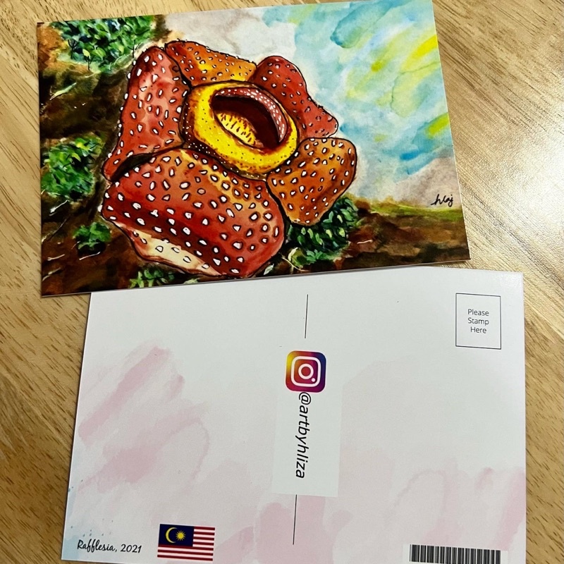 Poskad Lukisan Watercolour Rafflesia | Shopee Malaysia