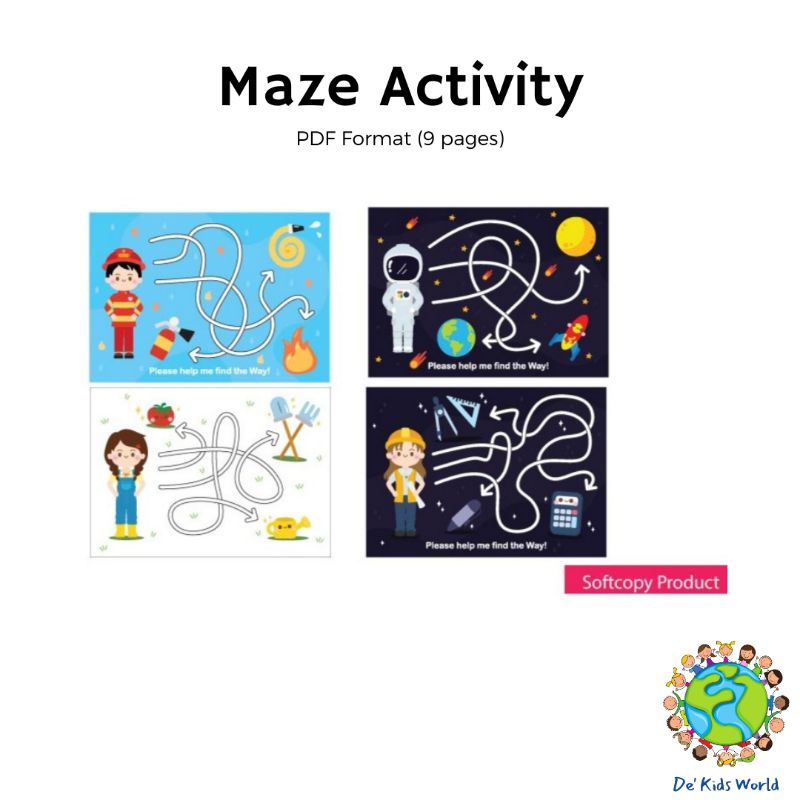 [PRINTABLE] Montessori Tracing Maze Activity Occupation Theme for ...