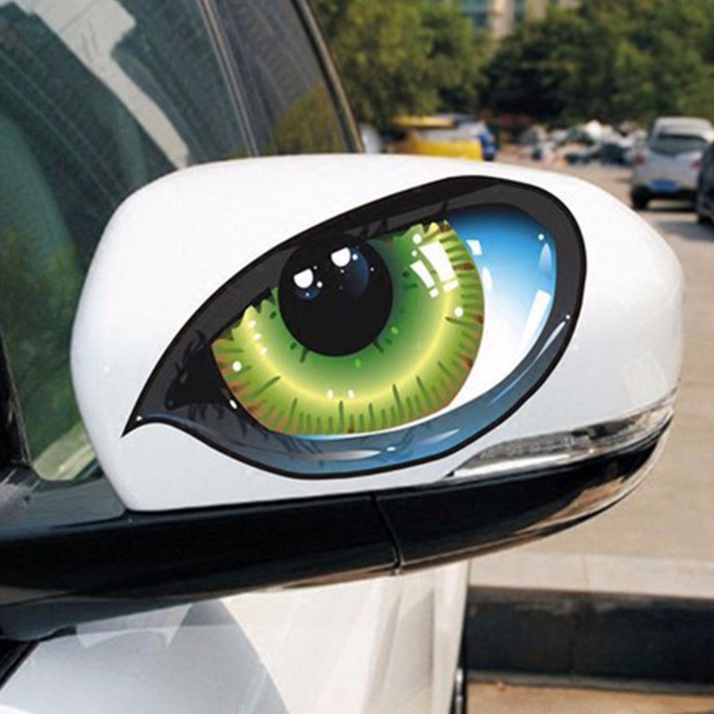 1pair 3D Simulation Rearview Mirror Eye Car Sticker Reflective Stereo ...