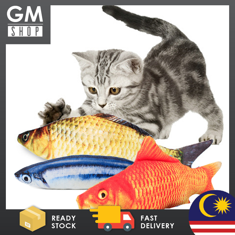GMSHOP Multifunctional Cat Bite Fish Shape Pillow Pet Plush Simulation ...