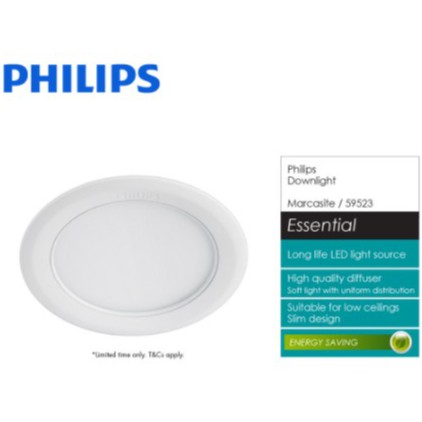 🔥READY STOCK🔥 PHILIPS Marcasite 59523 LED Slim Downlight 14W 6" Round ...