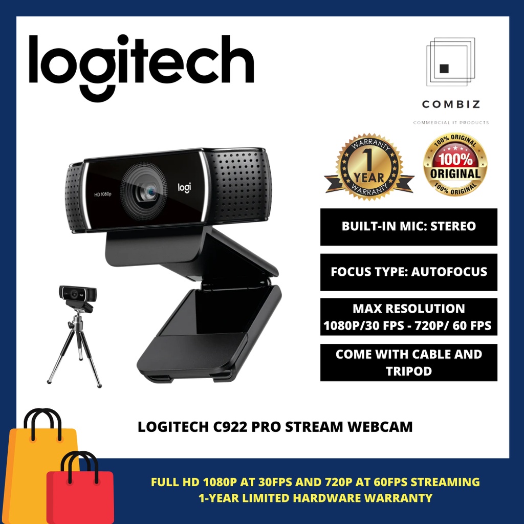 WEBCAM CAMERA LOGITECH C922 PRO STREAM WEBCAM READY STOCK | Shopee Malaysia