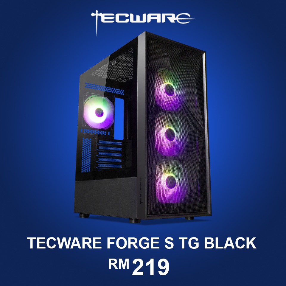 TECWARE FORGE S TG ARGB BLACK ATX GAMING CASE | Shopee Malaysia