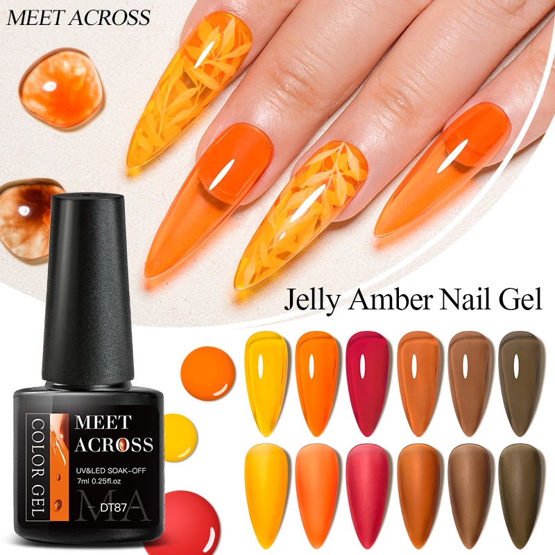 MEET ACROSS Nail Gel Polish Translucent Color Soak Off UV LED Nail Art ...
