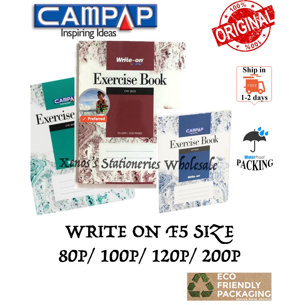 Campap Write On F5 Exercise Note Book F5 80P (CW2501) / 100P (CW2502 ...