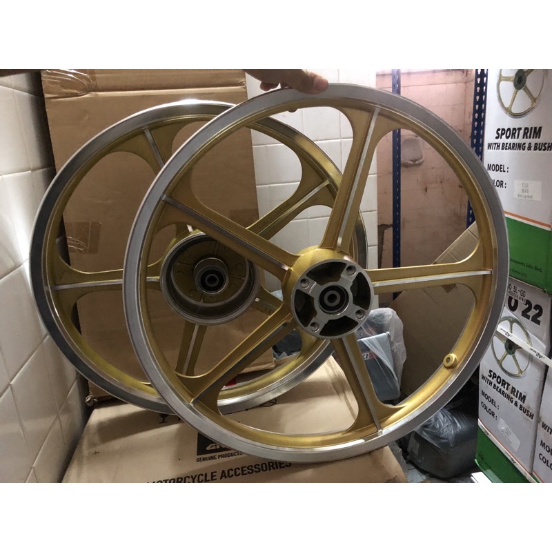 SPORT RIM 5 BATANG WITH BEARING AND BUSH GOLD BLACK GTO GBO 5 KAKI EX5 ...