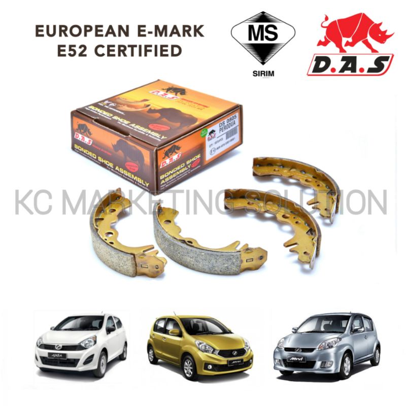 DAS Rear Brake Shoe (4 Pieces / Set) Myvi / Myvi Lagi Best / Axia ...