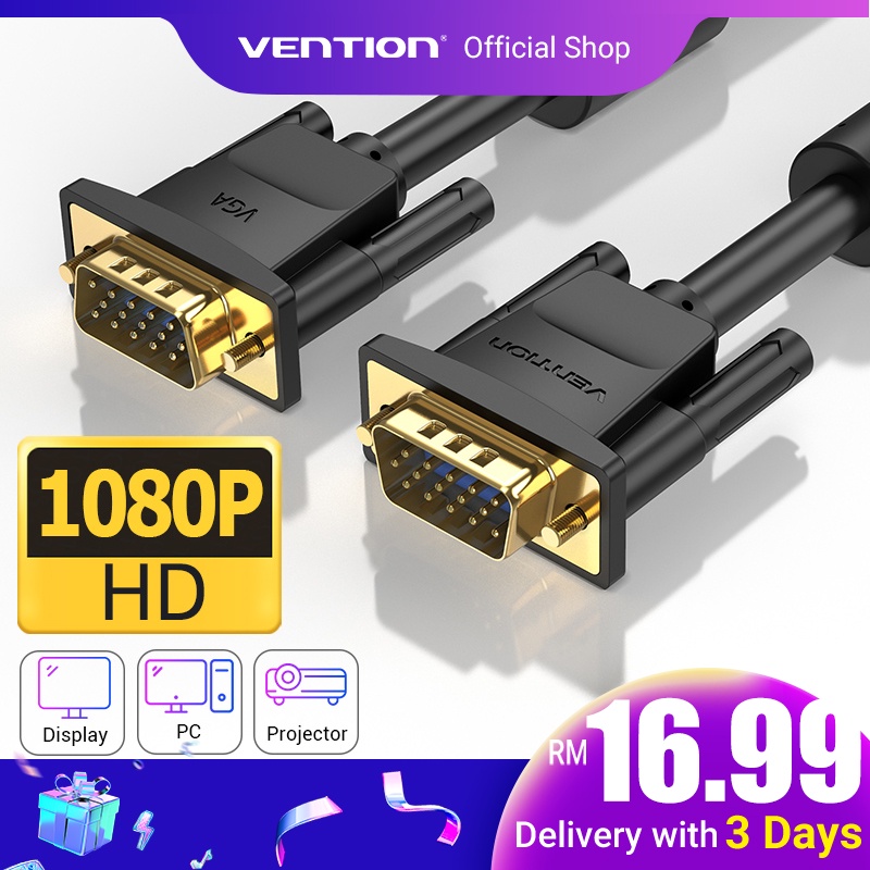 Vention VGA Cable 1080P HD 15PIN Male to Male VGA Cable HD Converter ...