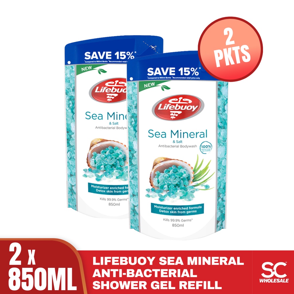 Lifebuoy Antibacterial Body Wash Shower Gel Sea Salt Refill Twinpack ...