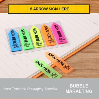 masterborong 5 Arrow Sign Here Sticky Note Memo Pad Fluorescent Cyber ...