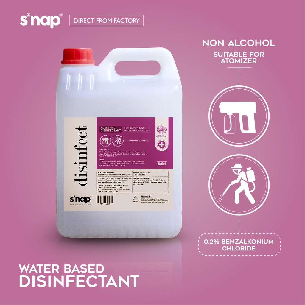 S2NAP 5L Water Based Disinfectant - 0.2% Benzalkonium Chloride [READY ...