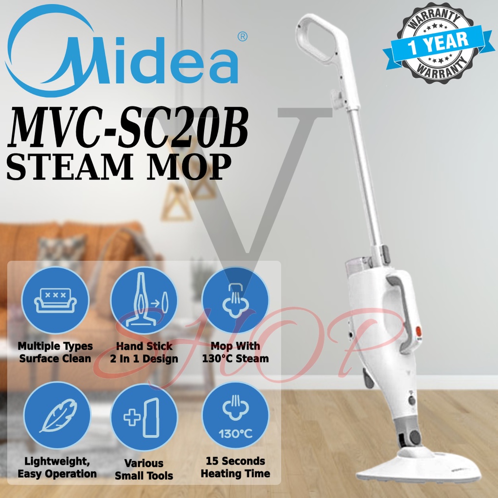 MIDEA 1400W HIGH TEMPERATURE STERILIZATION STEAM MOP MVC-SC20B | Shopee ...